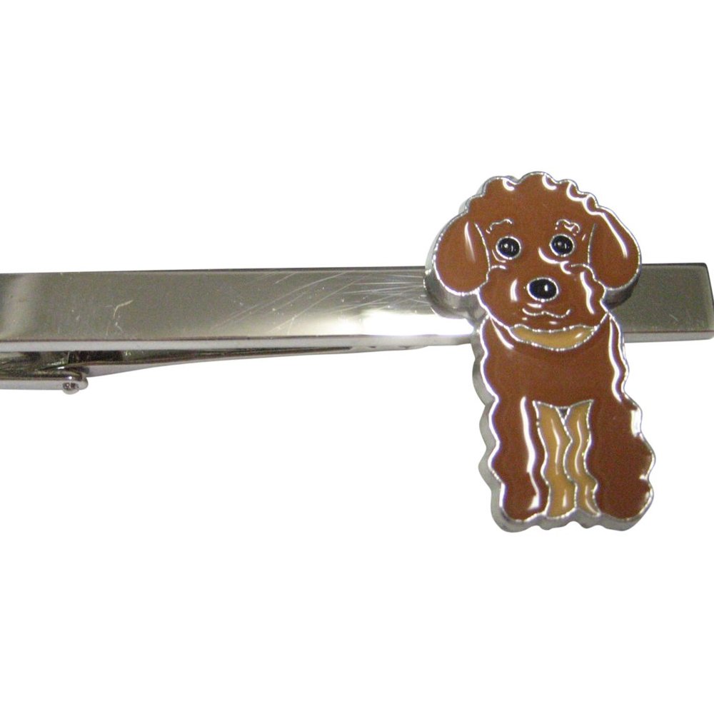 Brown Toned Poodle Dog Tie Clip - Gem